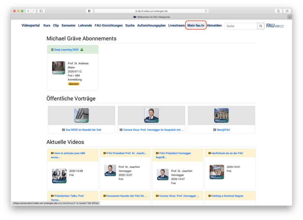 Upload - fau.tv Videoportal für Lehrende - RRZE Anleitungen