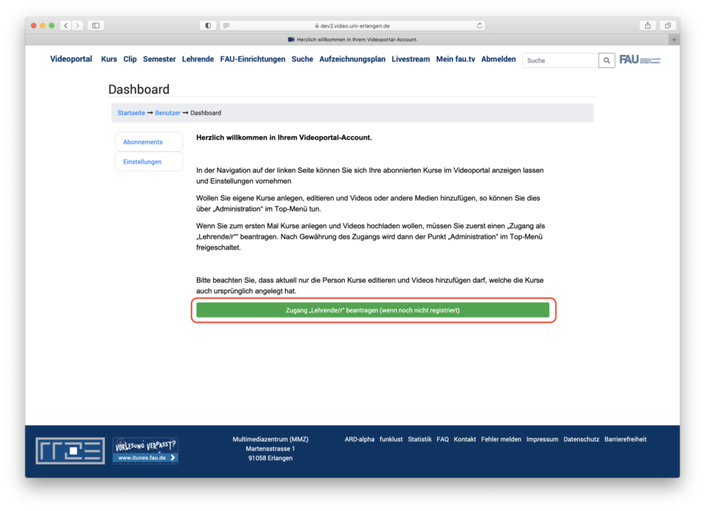 Upload - fau.tv Videoportal für Lehrende - RRZE Anleitungen